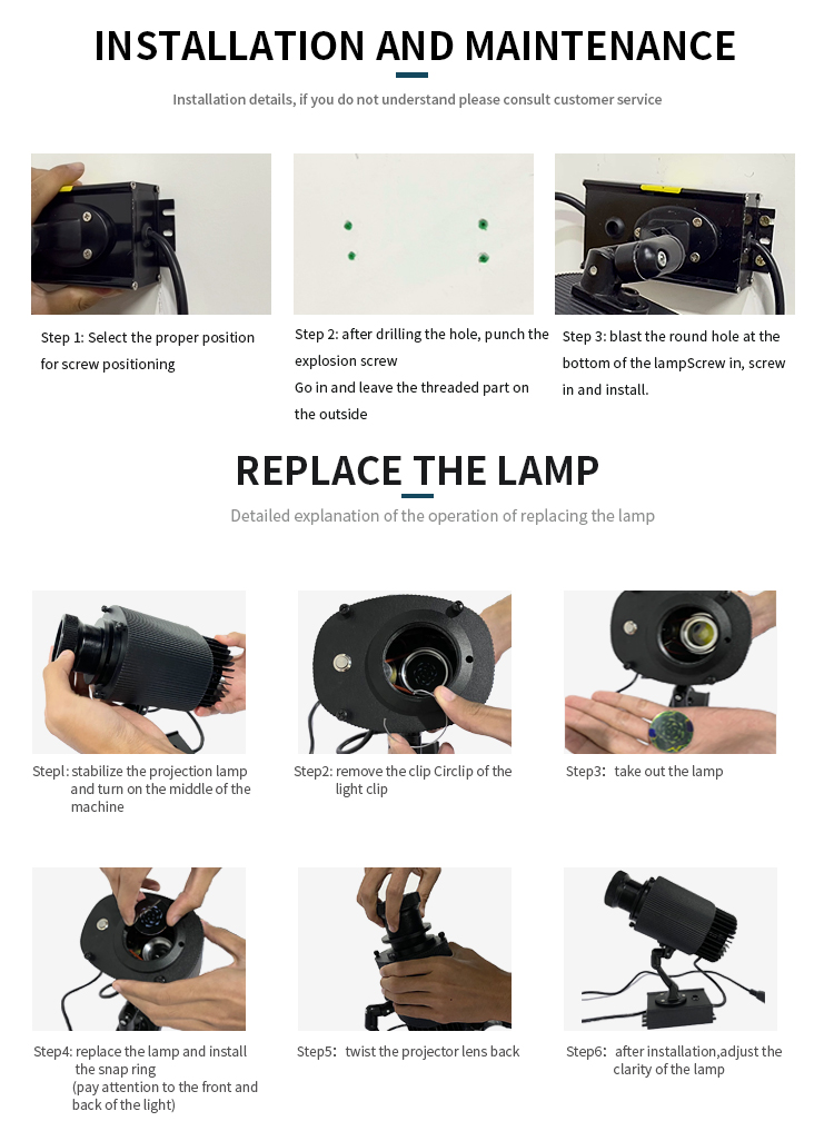 Custom Hd Outdoor Or Indoor Logo Spotlight Projector 30W Rotating Logo ...