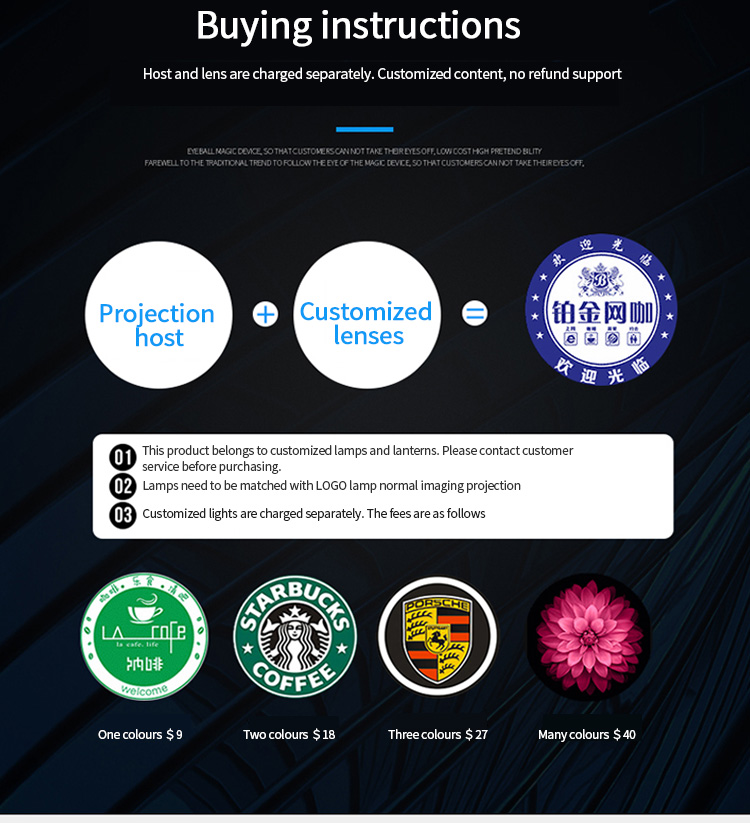 50w Ceiling Embedded Led Logo Projector Custom Advertising Instructions ...