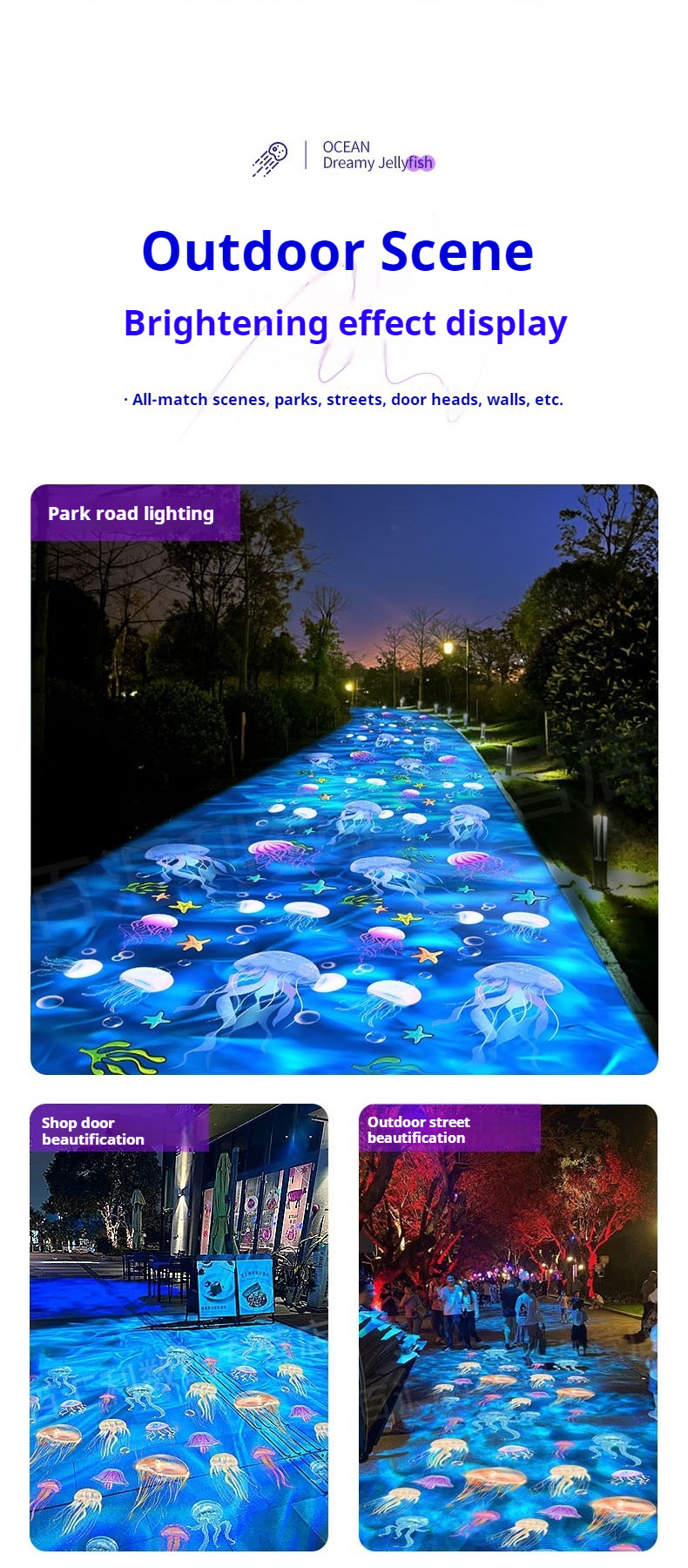 60w Dynamic water ripples walking jellyfish projector outdoor ground ...